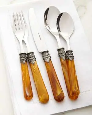 Neiman Marcus Napoleon 20-piece Flatware Set, Amber Marble - Amber Marble