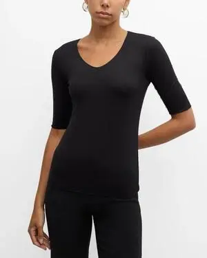Emporio Armani Fitted Jersey Top - Black
