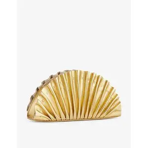 Cult Gaia Nala Pleated Metallic-leather Clutch Bag - Gold