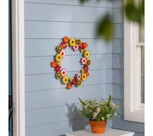 PLOW & HEARTH As Is 20.5' Metal Floral Garden Wreath - One-color