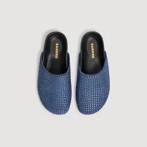 Sandro Rhinestone Mules - Blue