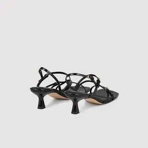 Sandro Strappy Patent Leather Sandals - Black