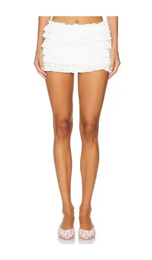 Women's White Ruffle Shorts