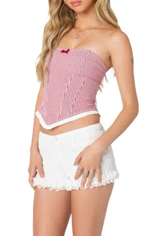 EDIKTED Hamilton Pinstripe Poplin Corset Top