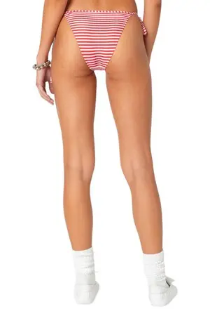 EDIKTED Zora Stripe Side Tie Bikini Bottom