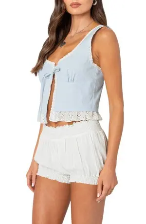 EDIKTED Shiloh Eyelet Trim Flyaway Tank Top