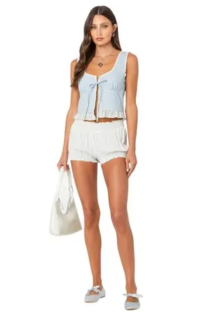 EDIKTED Shiloh Eyelet Trim Flyaway Tank Top