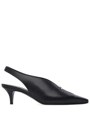 COURREGES Leather Slingbacks With Logo Plaque