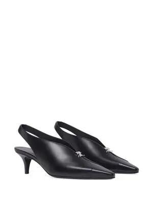 COURREGES Leather Slingbacks With Logo Plaque