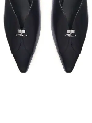 COURREGES Leather Slingbacks With Logo Plaque