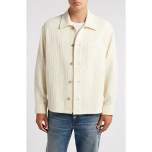 FRAME Textured Wool Blend Shirt Jacket - Off White