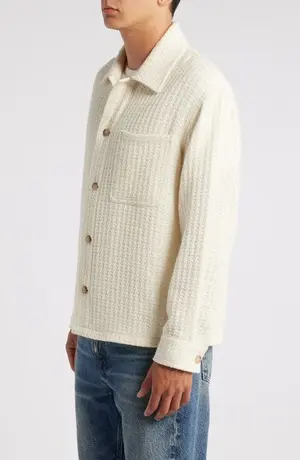 FRAME Textured Wool Blend Shirt Jacket - Off White