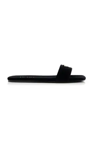 Prada Velvet Slide Sandals - Black