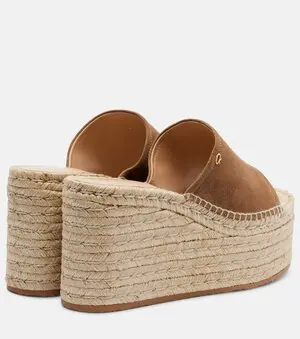GIANVITO ROSSI Suede Espadrille Wedges - Beige