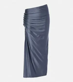 Rabanne Gathered Jersey Midi Skirt - Black