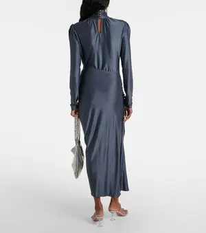 Rabanne Gathered Jersey Midi Skirt - Black