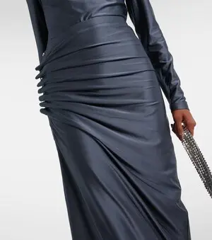 Rabanne Gathered Jersey Midi Skirt - Black