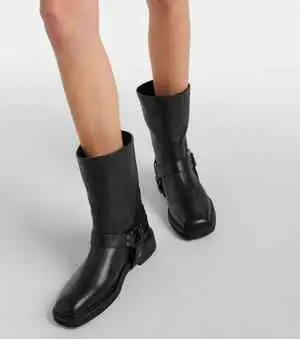 Valentino Garavani Vlogo Signature Leather Biker Boots