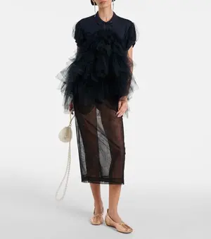 Simone Rocha Classic Pleated Leather Ballet Flats - Beige