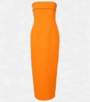 EMILIA WICKSTEAD Keeley Strapless Crêpe Midi Dress - Orange