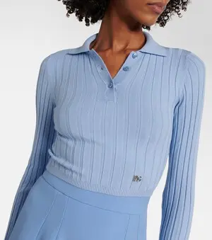 Dolce & Gabbana Ribbed-knit Cropped Polo Sweater