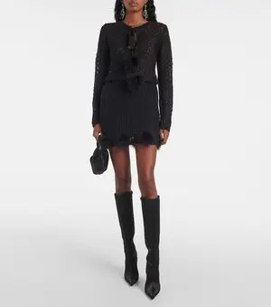 Blumarine Feather-trimmed Knitted Miniskirt