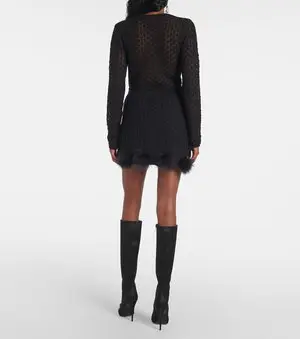 Blumarine Feather-trimmed Knitted Miniskirt