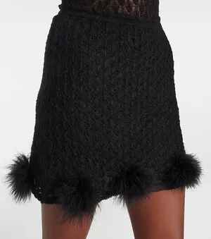 Blumarine Feather-trimmed Knitted Miniskirt