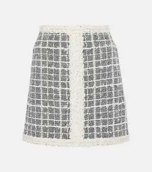 Giambattista Valli Checked Wool-blend Bouclé Miniskirt