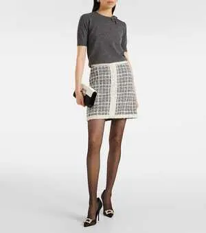 Giambattista Valli Checked Wool-blend Bouclé Miniskirt