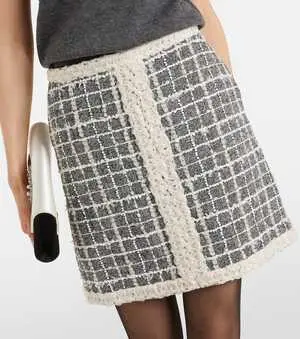 Giambattista Valli Checked Wool-blend Bouclé Miniskirt
