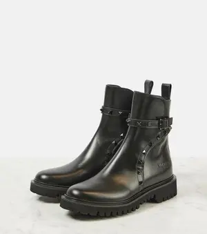 Valentino Garavani Rockstud Leather Ankle Boots