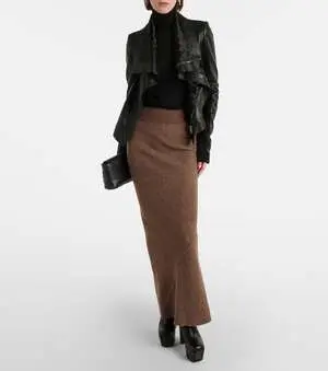 Rick Owens Coda Wool Maxi Skirt - Brown