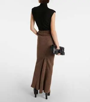 Rick Owens Coda Wool Maxi Skirt - Brown