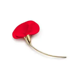 Tiffany & Co. Amapola Brooch In 18k Gold With Red Silk - Gold