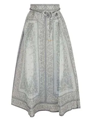 Zimmermann Hypnotic Beaded Merino Wool Midi Skirt - Blue Bandana