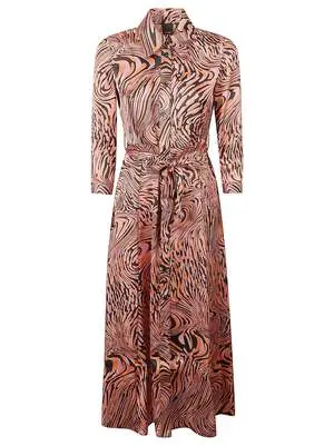 Pinko Dress Nero/rosa/arancio