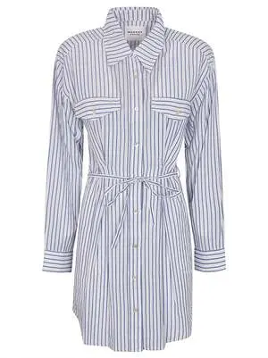 MARANT ETOILE Striped Shirt Dress Azure