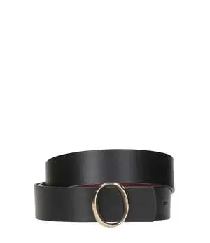 ORTIGNI Leather Belt - Nero+mosto