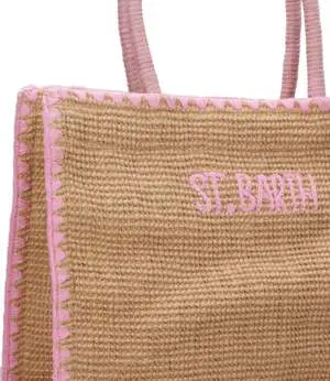 MC2 SAINT BARTH Jute Tote - Beige+rosa