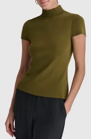 Dkny Short Sleeve Knit Top - Dark Olive
