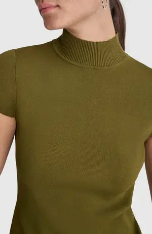 Dkny Short Sleeve Knit Top - Dark Olive