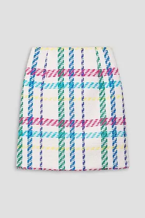 SERGIO HUDSON Checked Cotton-blend Mini Skirt
