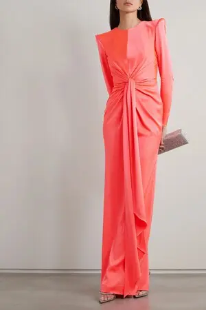 Alex Perry Graves Tie-front Satin-crepe Gown