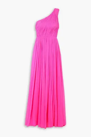 Adam Lippes Adam Lippes One-Shoulder Plissé Gown - Bright Pink
