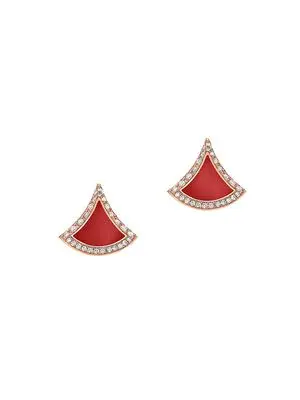 BVLGARI Divas' Dream 18k Rose Gold, Pink Carnelian & 0.10 Tcw Diamond Earrings - Pink Gold