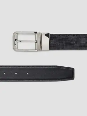 Zegna Paglia Engraved Leather And Reversible Belt