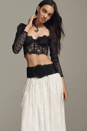 Anthropologie Giselle Lace Long-sleeve Bustier - Black