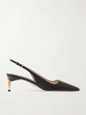 TOM FORD Snake-effect Leather Slingback Pumps