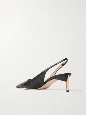 TOM FORD Snake-effect Leather Slingback Pumps